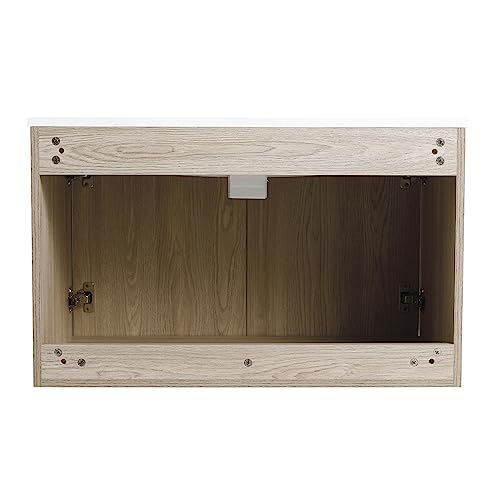 30 Inch Wall Mounted Bathroom Vanity Sink Combo, Modern Bathroom Vanity Set with Gel Sink Top, 2 Door Storage Cabinet with Handle, Hanging Bathroom Vanity w/Sink