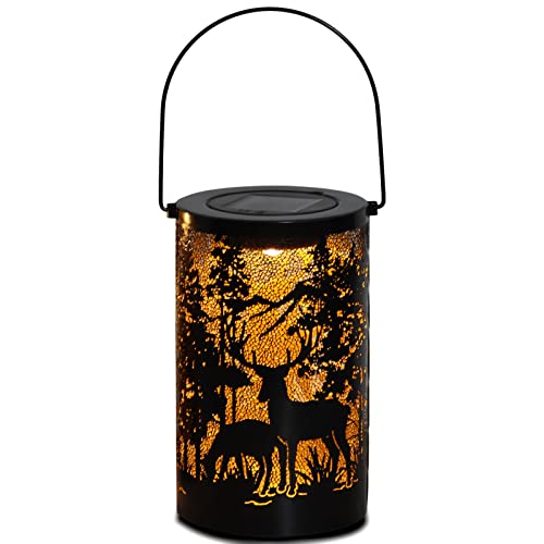 MECAKUCA Solar Garden Lights,Outdoor Lanterns Waterproof,Hanging Patio Lights,Decorative Retro Metal Solar Lights for Table Patio Yard Pathway Walkway Christmas
