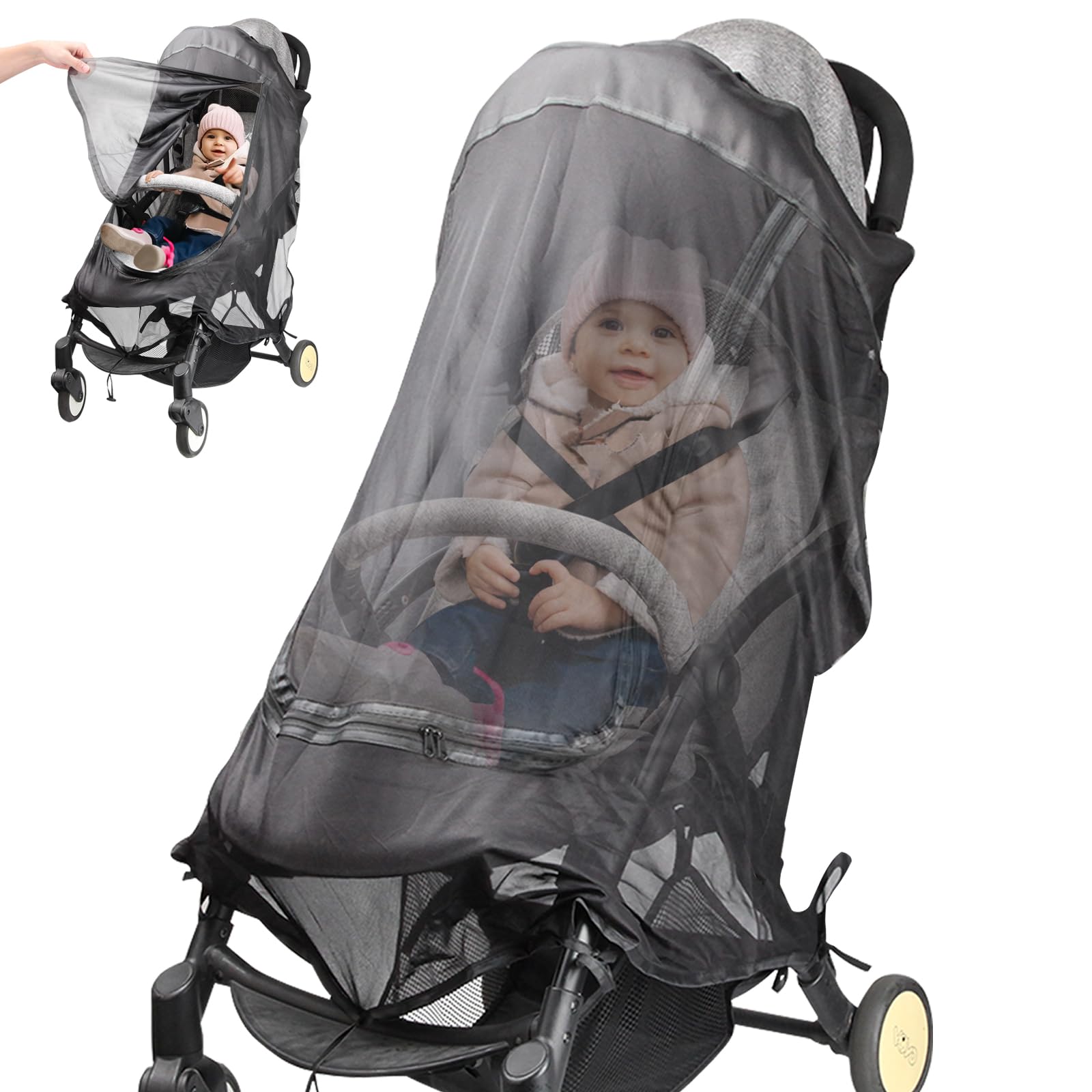 Stroller Sun Shade (Universal) - UV Protection - Breathable - Sun Protection for Strollers - Large Stroller Shade (Transparent) - Accessories for Strollers