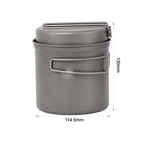 JAHH Titanium Pan Pot Outdoor Camping Hiking Cookware Backpacking Cooking Picnic Bowl Pot Pan Set with Folded Handle