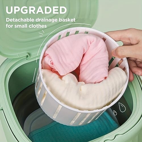 Portable Washing Machine, 9L Foldable Washing Machine and Spin Dryer with 3 Modes, Portable Washer for Small Items, Underwear, Baby Cloths for Apartments, Travel, Camping (Green)