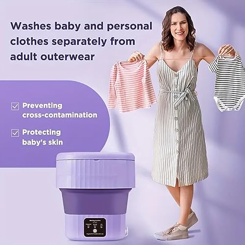 Portable Washing Machine, 9L Foldable Washing Machine and Spin Dryer with 3 Modes, Portable Washer for Small Items, Underwear, Baby Cloths for Apartments, Travel, Camping (Green)
