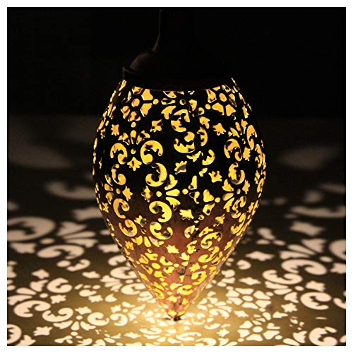 AceGizmo [2 Pack] Hanging Solar Lantern. Metal Lamp is Waterproof for Outdoor Hanging Decor. LED Solar Light