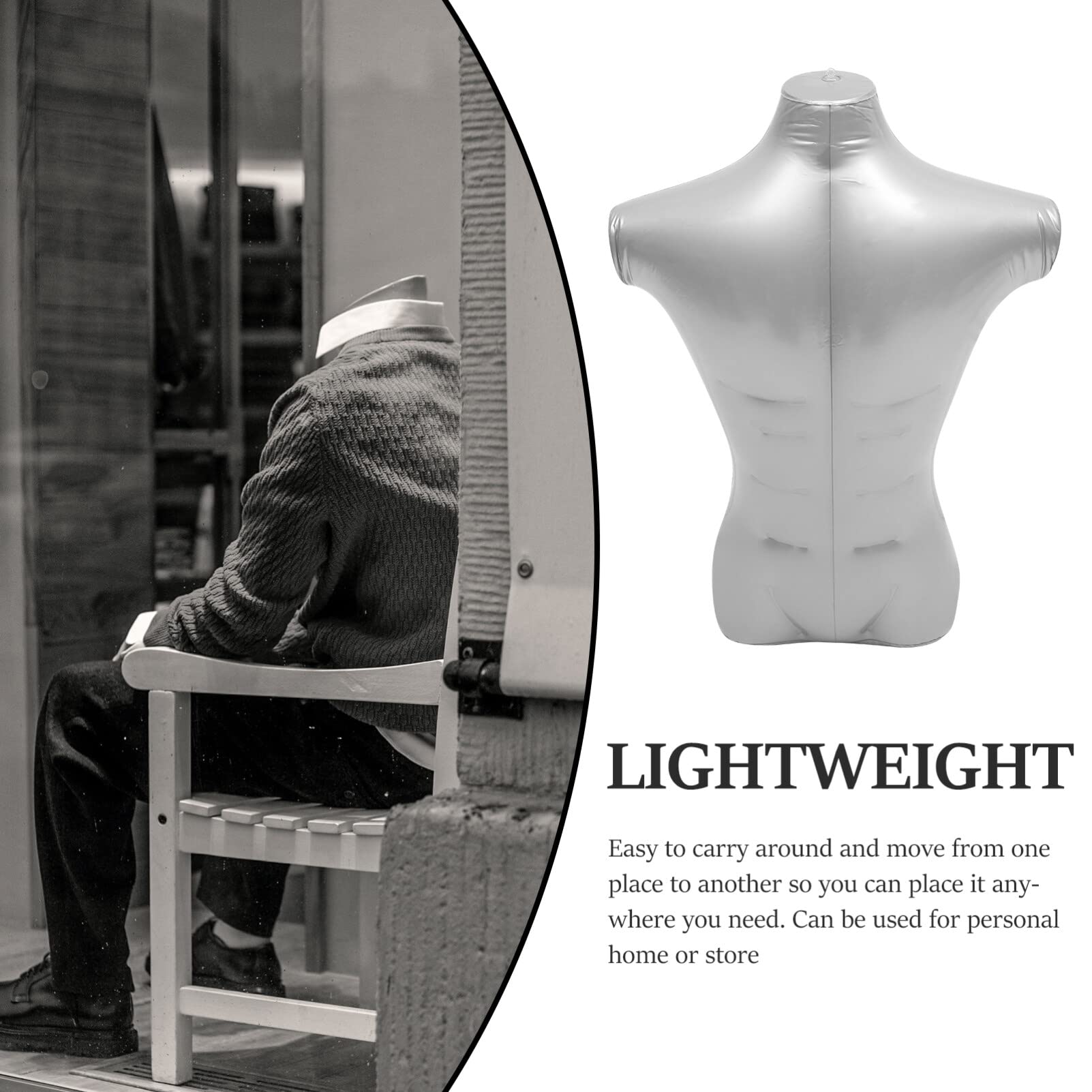 Inflatable Male Mannequin Half Body Torso Shirt Form Display Model Sewing Dress Form for Clothes Display Dressmaker Mannequin