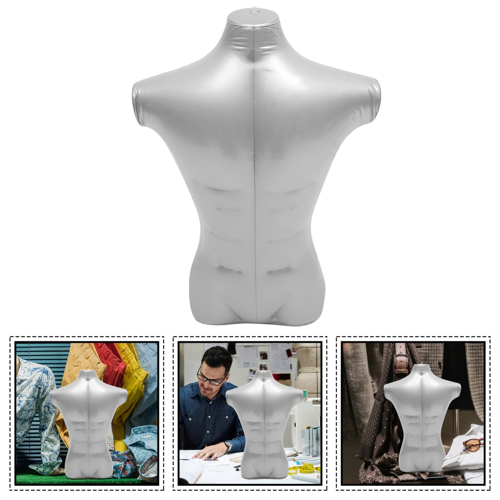 Inflatable Male Mannequin Half Body Torso Shirt Form Display Model Sewing Dress Form for Clothes Display Dressmaker Mannequin