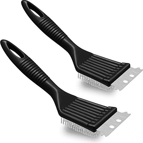2 Pieces 8 Inch Grill Brush and Scraper Stainless Steel Wire Grill Brush Extra Strong BBQ Cleaner Accessories Heavy Duty Barbecue Grill Cleaning Brush Grill Grate Brush Cleaner
