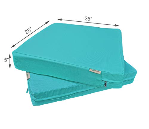 QQbed 6 Pack Outdoor Patio Chair Waterproof Cushion Pillow Seat Duvet Covers 25"X25"X5" - Replacement Cases Only (Peacock Blue, 25"X25"X5" 6 Packs)