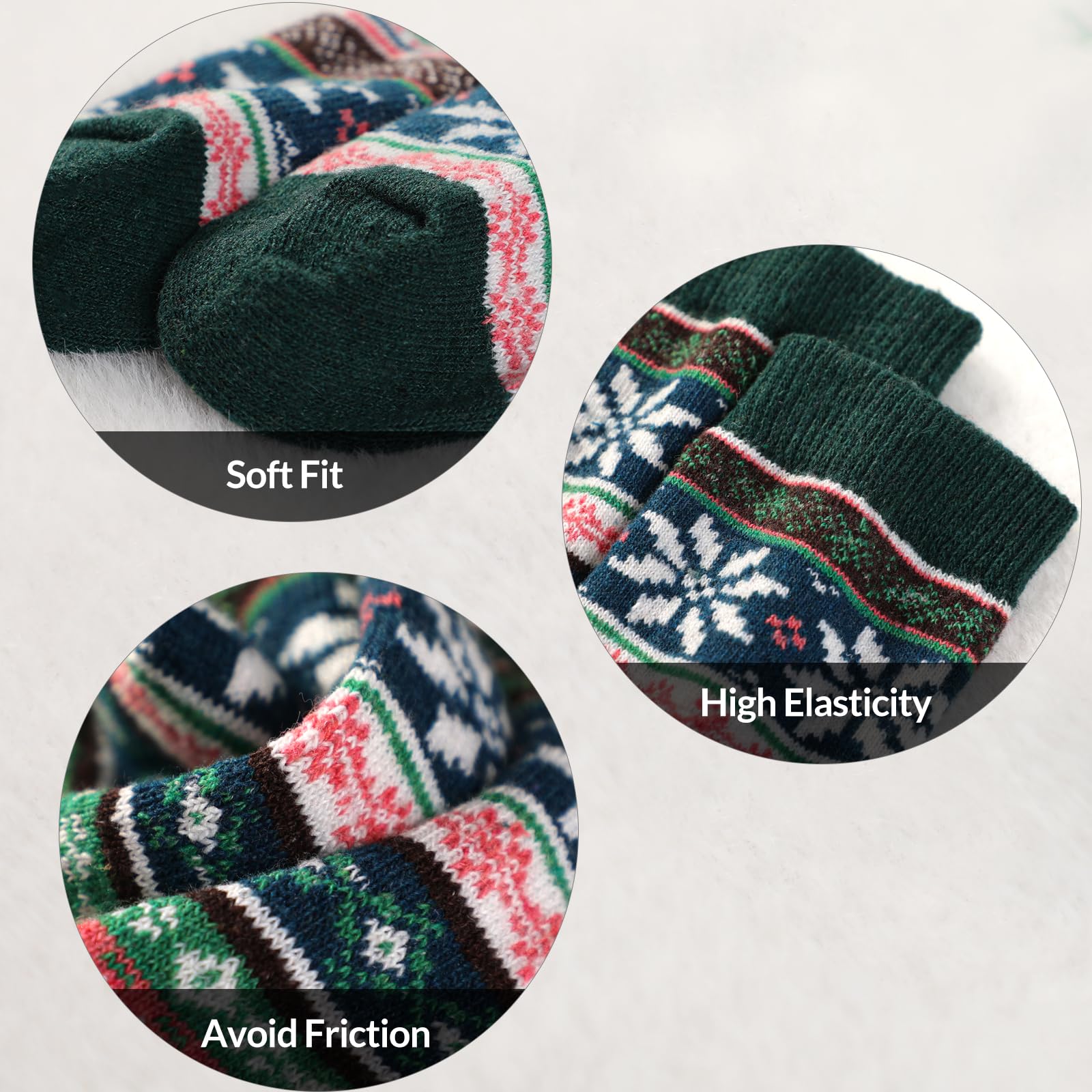 coclothy Women's 5 Pairs Thick Wool Socks, Argyle, Free Size, Cold Weather, Knit, Comfortable, Crew Length, Hiking, Socks