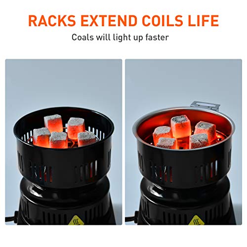 Multipurpose Electric Charcoal Burner - Coal Burner Starter Hot Plate ETL Approved Electric Stove Coconut Starter with Stainless Detachable Tongs, Coals Burner 600W Fast Heating BBQ Kitchen