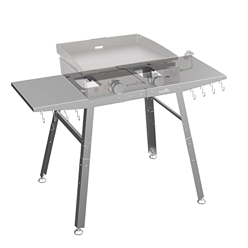 Stanbroil Universal Griddle Stand for Blackstone 17" or 22" Table Top Grill, Stainless Steel Griddle Table with Adjustable Legs and Shelf, Silver