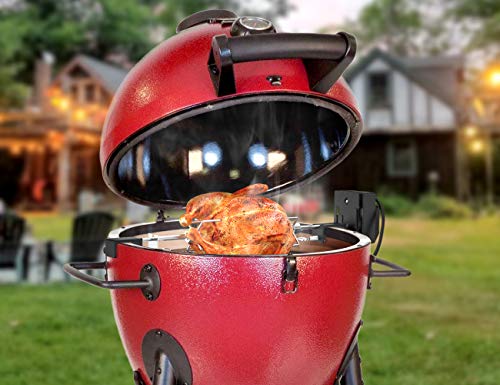 Skyflame Stainless Steel Rotisserie Kit with Heavy Duty Rotisery Motor and Stainless Steel Vertical BBQ Chicken Roaster Rack
