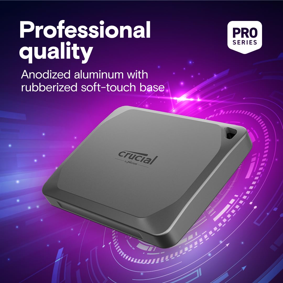 Crucial X9 Pro 1TB Portable SSD – Up to 1050MB/s Read and Write, Water and Dust Resistant, with Mylio Photos+ Offer – USB 3.2 External Solid State Drive – CT1000X9PROSSD902