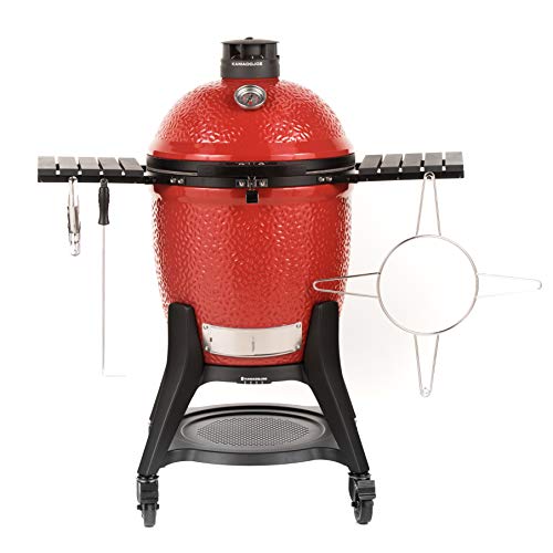 Kamado Joe KJ15040921 Classic Joe III 18-inch Charcoal Grill with Cart and Side Shelves, Blaze Red