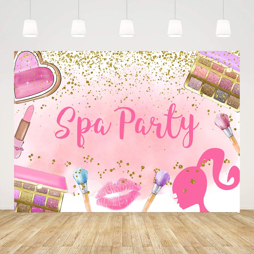 Ticuenicoa Make Up Spa Party Backdrop 7x5ft Pamper Party Decorations Supplies for Girl Princess Woman Pink Beauty Makeup Birthday Photography Background Banner Photo Studio Props