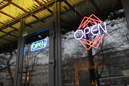 2 Open Signs by Element Lux - 49 Color Combinations - 1 Medium Size 16in x 7.5in - 1 Large Size 20 x 22in