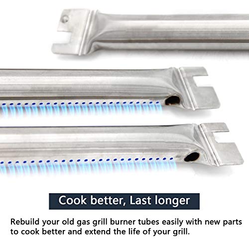 Hongso 7536 7508 Gas Grill Replacement Burner Tube Kit and Porcelain Steel Flavorizer Bars for Weber Spirit E310 320 (with Side Mounted Control Panel Older Model) Genesis Silver Gold Platinum B C 7537