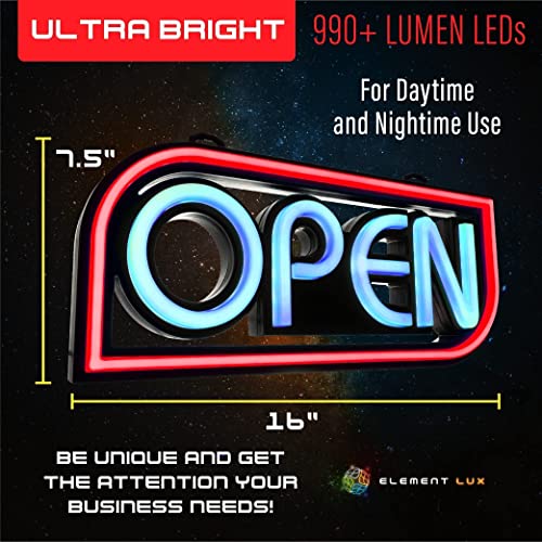 2 Open Signs by Element Lux - 49 Color Combinations - 1 Medium Size 16in x 7.5in - 1 Large Size 20 x 22in