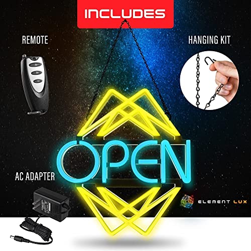 2 Open Signs by Element Lux - 49 Color Combinations - 1 Medium Size 16in x 7.5in - 1 Large Size 20 x 22in