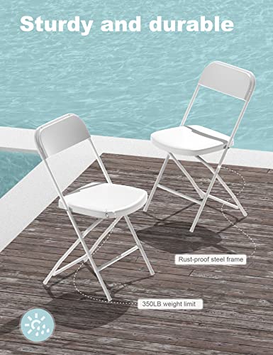 Nazhura Foldable Folding Chairs Plastic Outdoor/Indoor 650LB Weight Limit (White, 4 Pack)