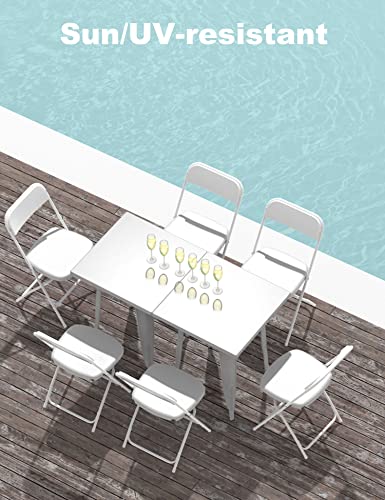 Nazhura Foldable Folding Chairs Plastic Outdoor/Indoor 650LB Weight Limit (White, 4 Pack)