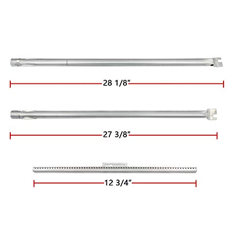 Hongso 7536 7508 Gas Grill Replacement Burner Tube Kit and Porcelain Steel Flavorizer Bars for Weber Spirit E310 320 (with Side Mounted Control Panel Older Model) Genesis Silver Gold Platinum B C 7537