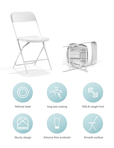 Nazhura Foldable Folding Chairs Plastic Outdoor/Indoor 650LB Weight Limit (White, 4 Pack)