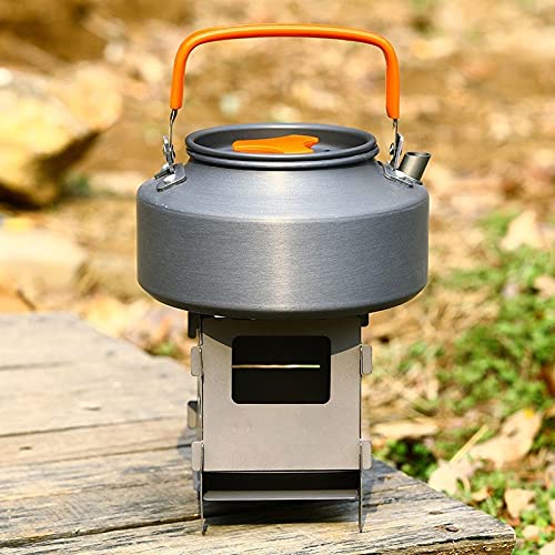 JAHH Simple Outdoor Camping Hiking Ultralight Titanium Wood Stove Multi-Fuels BBQ Stove