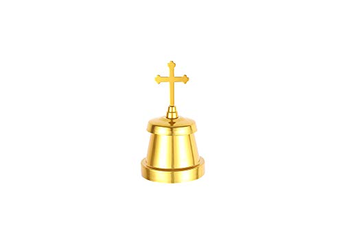 Cemetery Light Candle Holder, Grave Decorations Memorial Lantern with Crosses, Anodized Aluminum Eternal Light Dome Memorial Light Grav Lamp, Gold Blue