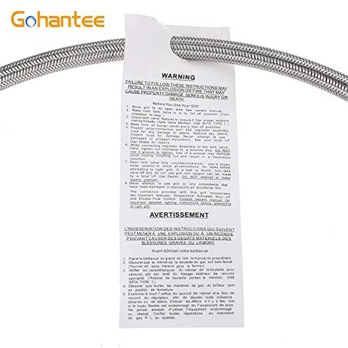 gohantee 5 Foot 0-30 PSI High Pressure Adjustable Propane Regulator with Gauge Hose & Yellow Gas Line Thread Tape for Burner and Forge