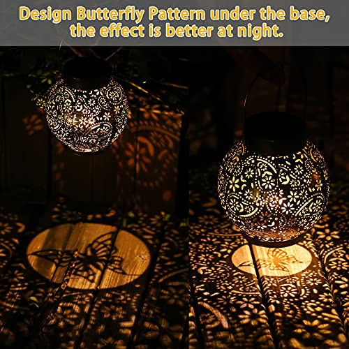 QMYPEACE Solar Lamp, Outdoor Solar Hanging Lanterns Waterproof Metal LED Decorative Christmas LightsSolar Lamp for Patio, Yard, Table, Pathway Decoration(Bronze)