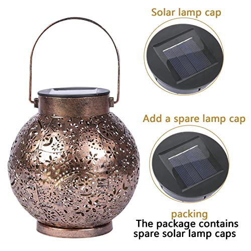 QMYPEACE Solar Lamp, Outdoor Solar Hanging Lanterns Waterproof Metal LED Decorative Christmas LightsSolar Lamp for Patio, Yard, Table, Pathway Decoration(Bronze)