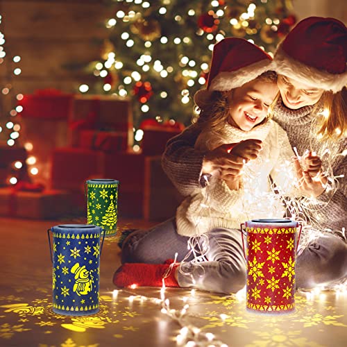 1 Pack Solar Christmas Lantern Red Christmas Lantern Snow Globe Christmas Lights Battery Operated Lantern Hanging Christmas Gift Christmas Decorations for Table, Garden, Patio, Yard