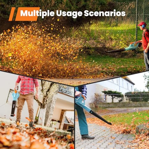 GoGonova 20V Leaf Blower Cordless with Battery and Charger, Electric Leaf Blower with 330CFM Power and 6 Speeds, Battery Powered Leaf Blower for Lawn