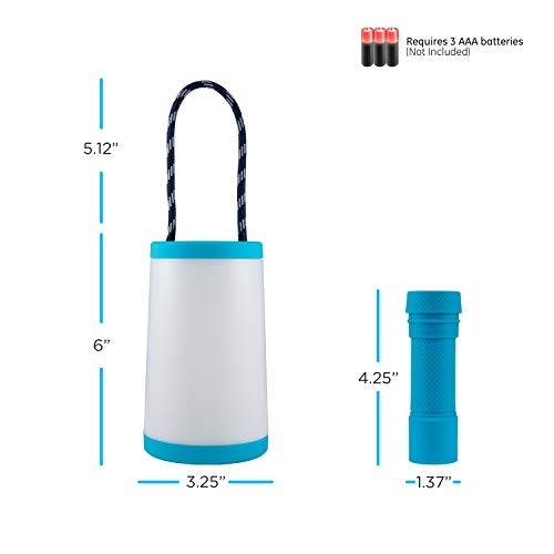 Enbrighten, Teal, 2 in 1 LED Combo Lantern, Flashlight, Task Light, Battery Operated, 200 Lumens, High/Low/Off, Table Lamp, Desk, Camping, Emergency, Storm, 57809