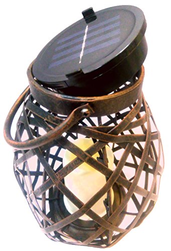 Brilliant & Mo Metal Rattan Solar Hanging Lanterns for Outdoors Garden Decoration with Flickering Candle Light For Home Patio Deck Lawn Yard Decor