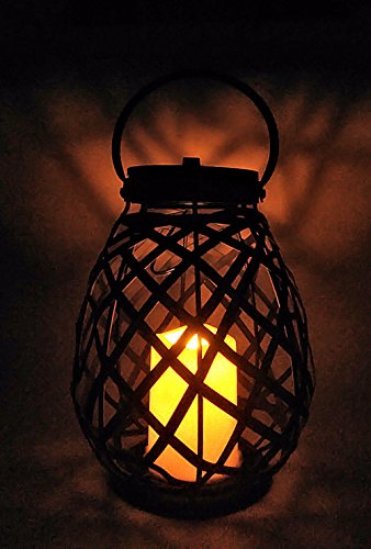 Brilliant & Mo Metal Rattan Solar Hanging Lanterns for Outdoors Garden Decoration with Flickering Candle Light For Home Patio Deck Lawn Yard Decor