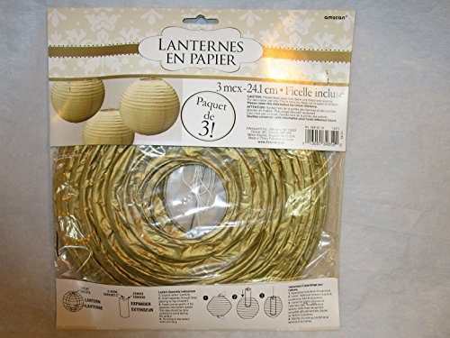 Gold Paper Lanterns 9.5" (3ct)