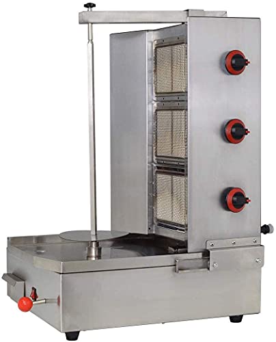NJTFHU Shawarma Machine with 3 Burners Roaster Kitchen Kebab Grill Propane Gyro Machine Automatic Rotation for Restaurant Kitchen Garden