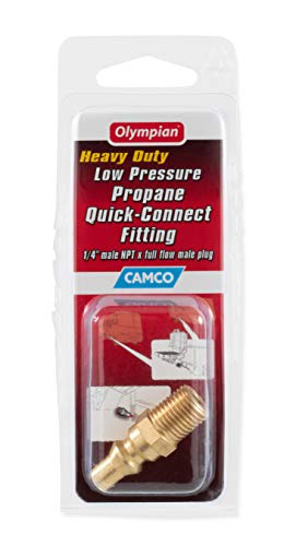 Camco Propane Quick-Connect Fitting- Allows You to Add a Convenient Connect/Disconnect Method to Your Low Pressure Appliances, 1/4" NPT x Full Flow Male Plug (59903)