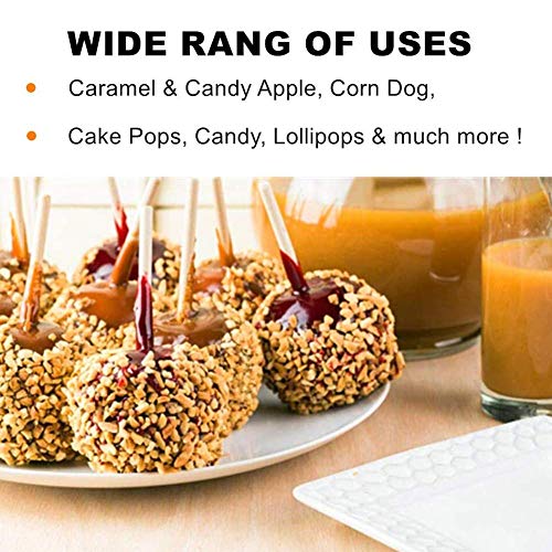 HANSGO Wooden Candy Apple Skewer Sticks, 6mm 5.25inch Natural Bamboo Skewers BBQ Caramel Apple Sticks Cotton Candy Stick Rock Candy Stick Skewer Semi Pointed Lollipop Sticks Barbecue Corn Dog