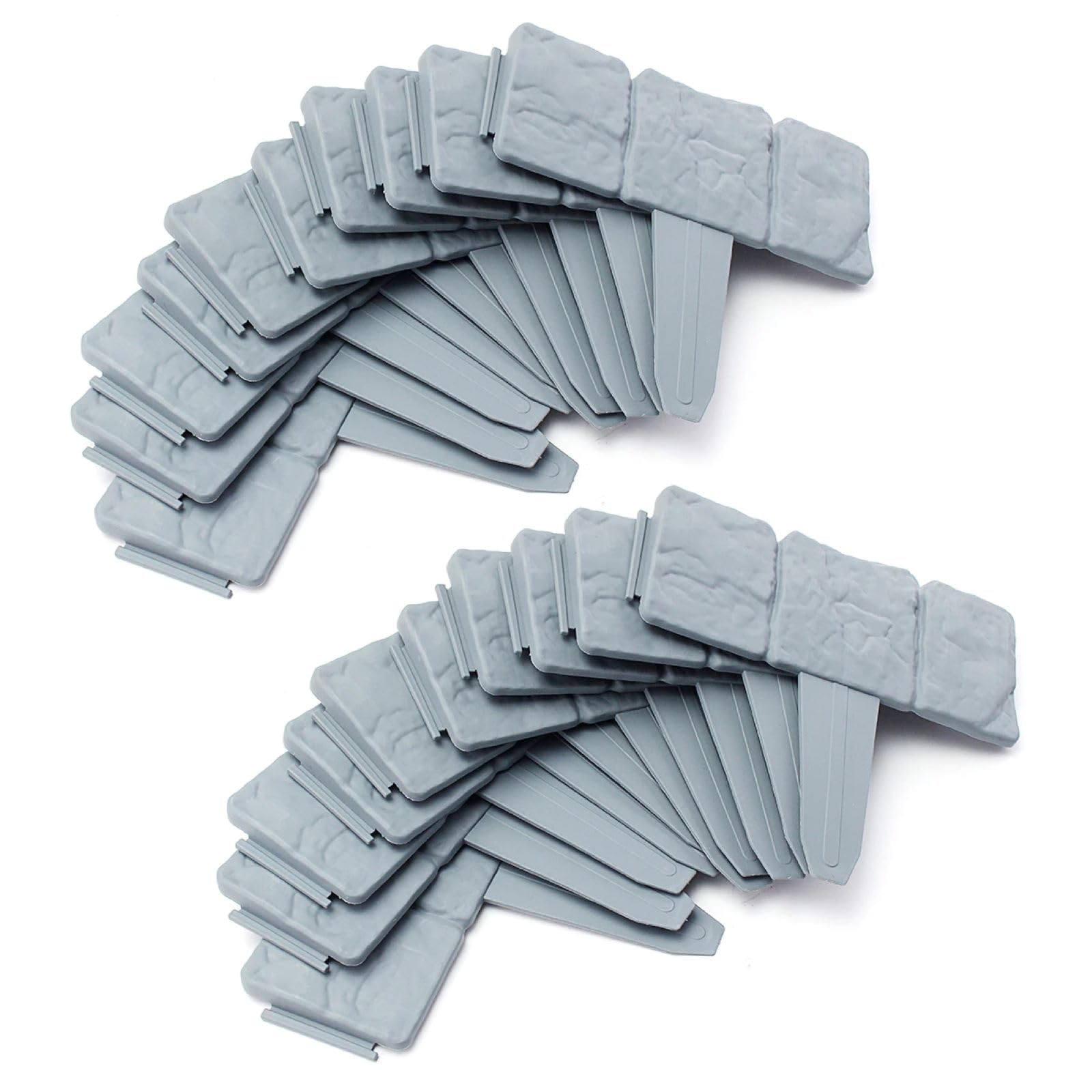 20x Cobbled Stone Effect Plastic Fence Garden Lawn Yard Plant Edging Border Grey