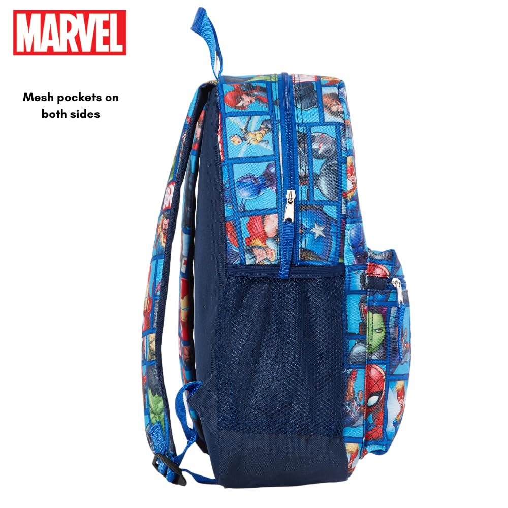 Marvel Comics Avengers Iron Man, Thor, Captain Marvel, Spiderman Backpack for Kids, 16 inch