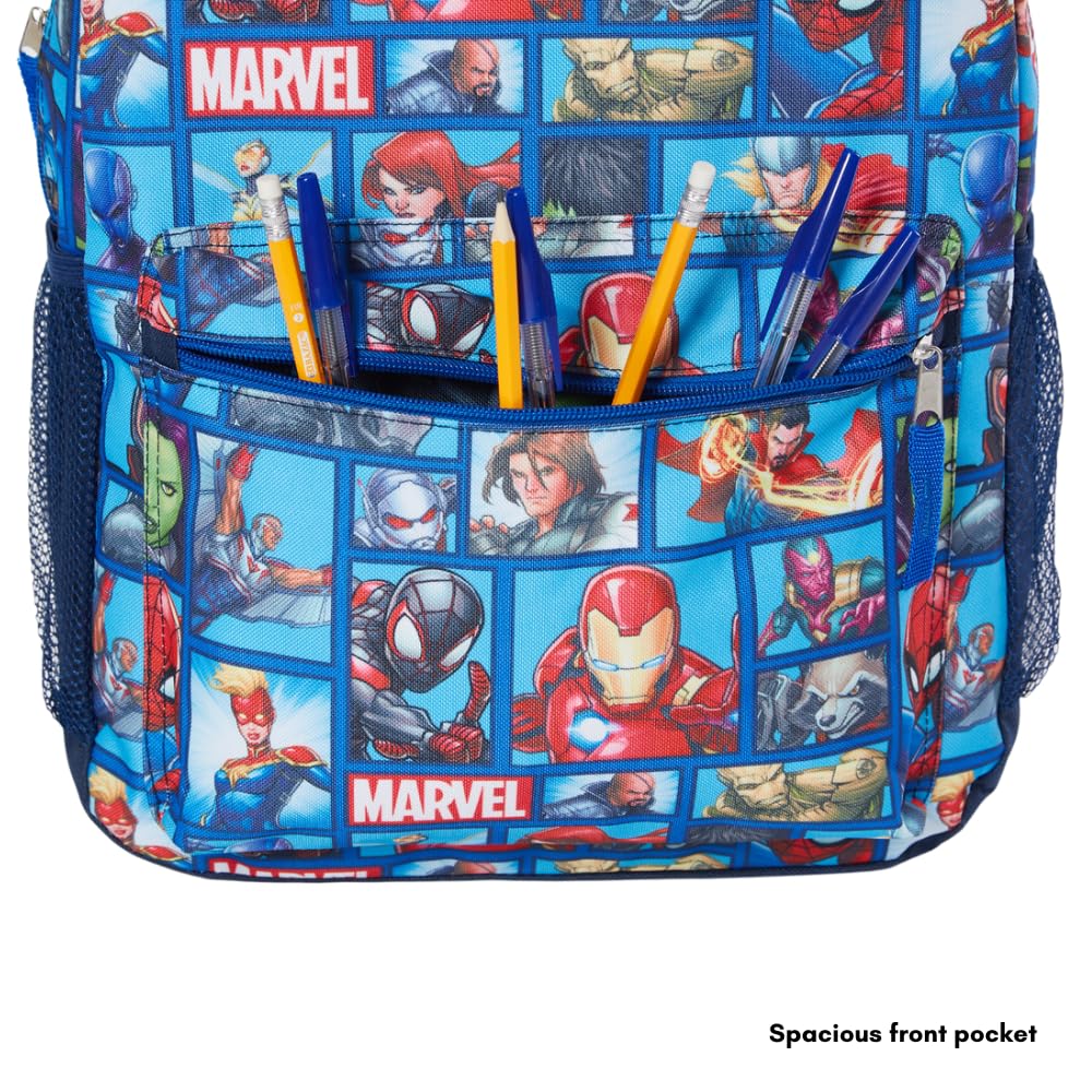 Marvel Comics Avengers Iron Man, Thor, Captain Marvel, Spiderman Backpack for Kids, 16 inch