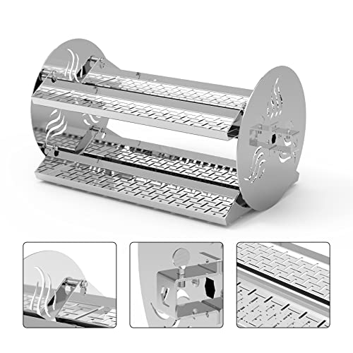 onlyfire 18 inch Round Tumble Rotisserie Basket Cooking Accessory,Stainless Steel BBQ Grill Rotisserie Rotating Trays Fits for 1/2" & 3/8" Hexagon,3/8" & 5/16" Square Spit Rods