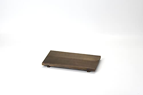 Japanese Tabletop BBQ Charcoal Grill Shichirin Konro, with Metal Grate and Wood Base, Rectangular, Made in Japan, 12 x 5.8"
