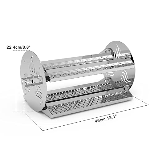 onlyfire 18 inch Round Tumble Rotisserie Basket Cooking Accessory,Stainless Steel BBQ Grill Rotisserie Rotating Trays Fits for 1/2" & 3/8" Hexagon,3/8" & 5/16" Square Spit Rods