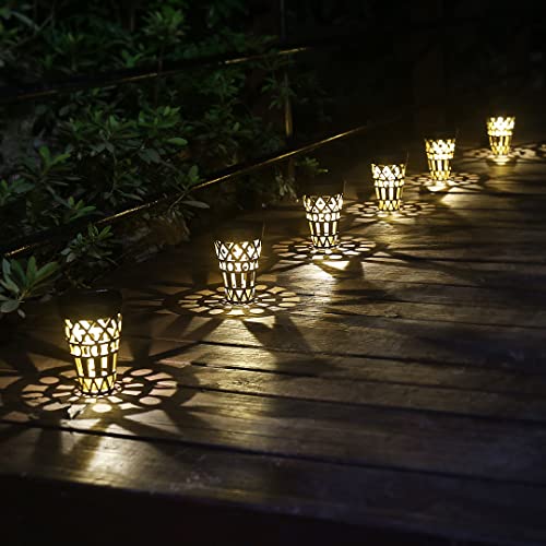 newvivid 6 Packs Pathway Solar Lights Outdoor Garden Solar Lamps Garden Stake Light, Solar Powered Pathway Lights Waterproof Landscape Lighting for Patio, Yard, Walkway Sidewalk Courtyard Black