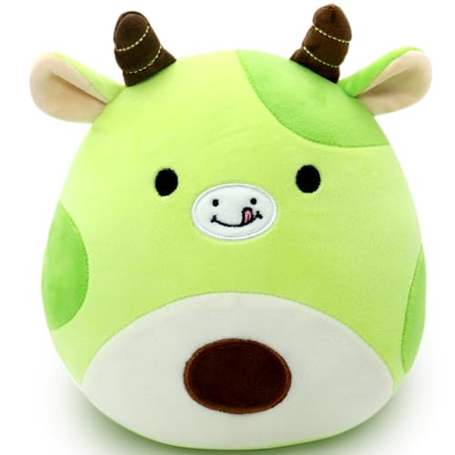 Gudisi Avocado Cow Plush Toy Pillow Cute Stuffed Animal Soft Plushie Doll Gift for Kids Boys Girls Green 8 inch