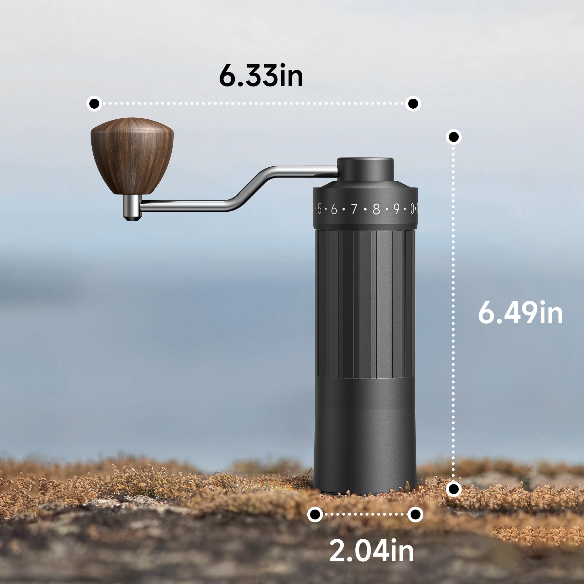 Manual Coffee Grinder, External Adjustable Coarseness Capacity 20g with Stainless Steel Conical Burr, MIFEEL Portable Hand Coffee Bean Grinder with Removable Handle for Travel, Camping, Office