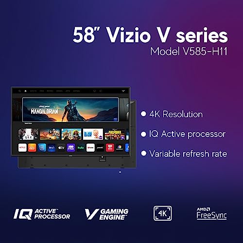 VIZIO V-Series 55" Class V-Series 4K (2160p) UHD LED Smart TV with HDR for Immersive Home Entertainment + Free Wall Mount (No Stands) - V555-H11 (Renewed)
